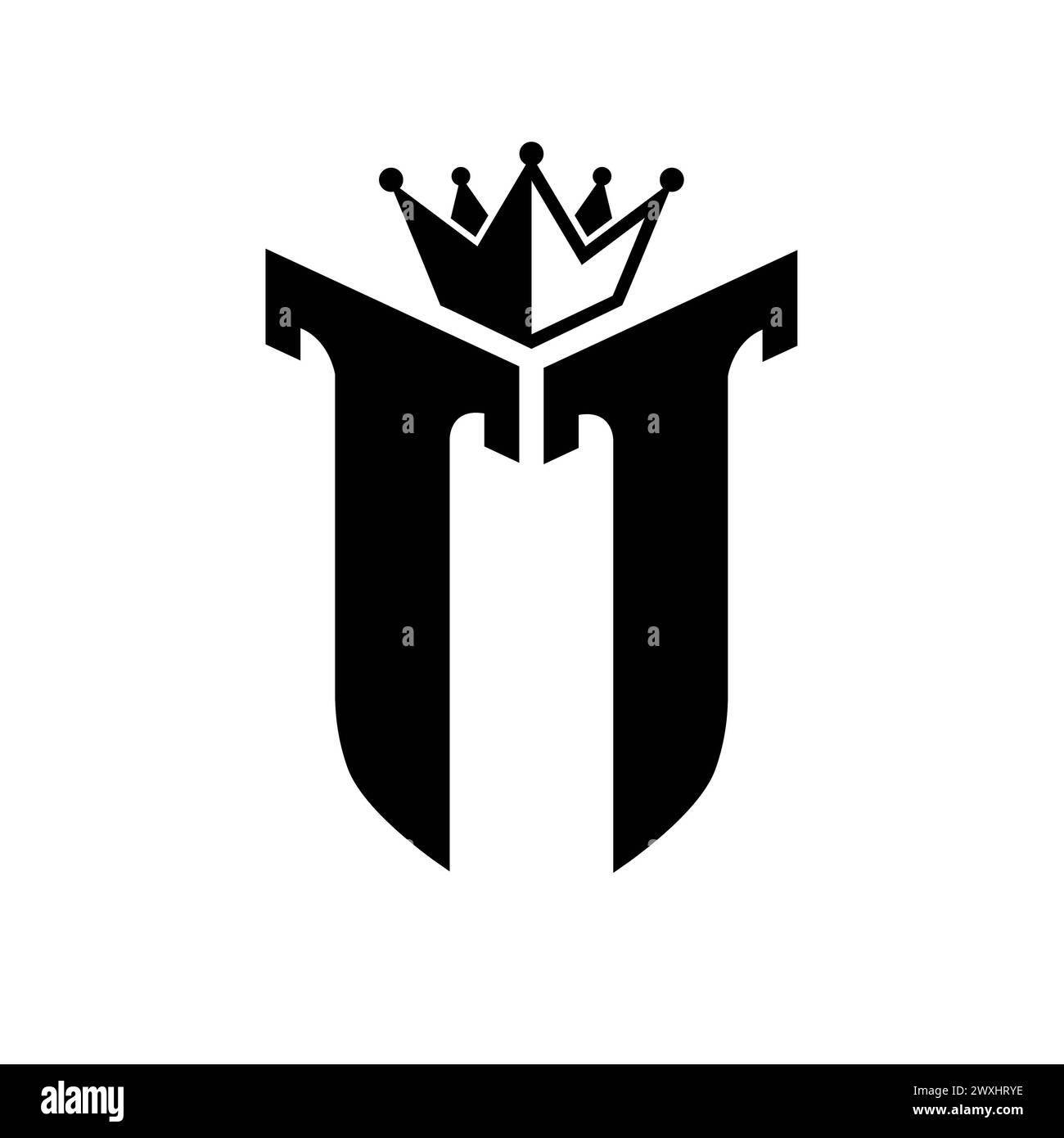TT Letter monogram with shield shape with crown black and white color ...