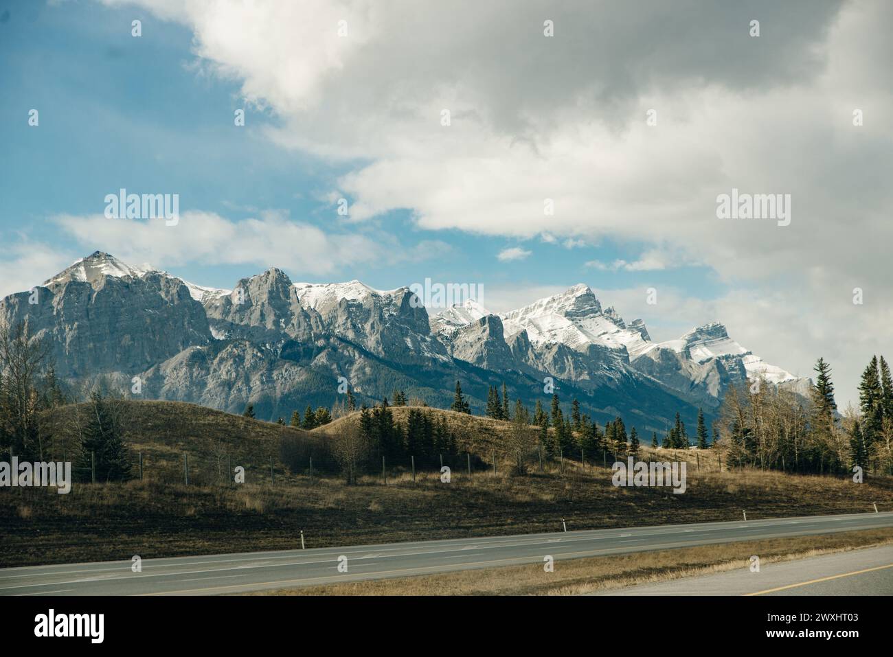 Trans-Canada highway in Banff National Park, showing the wildlife crossing overpass Stock Photo ...