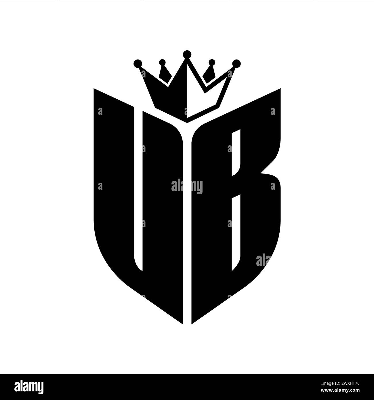 UB Letter monogram with shield shape with crown black and white color ...