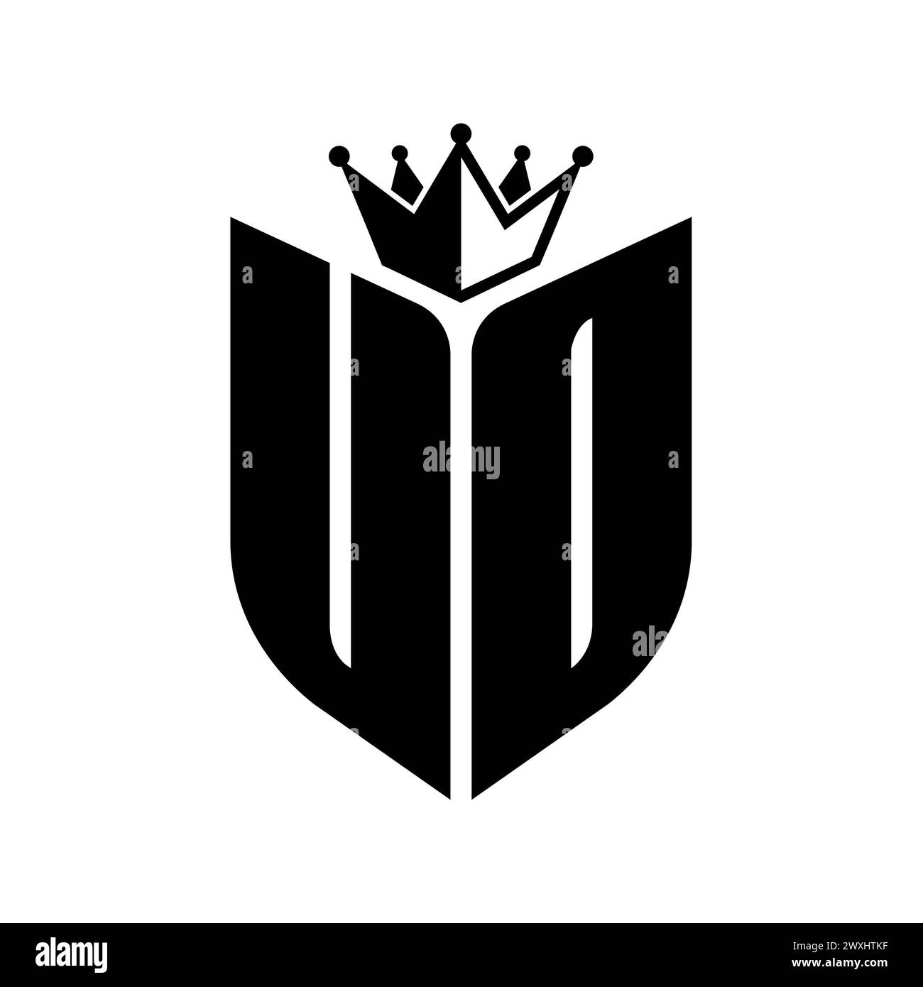 UO Letter monogram with shield shape with crown black and white color ...