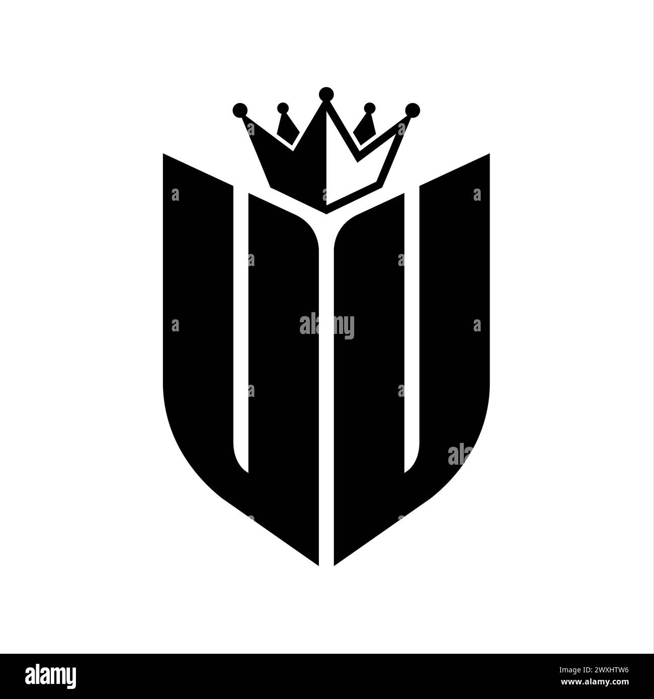 UU Letter monogram with shield shape with crown black and white color ...