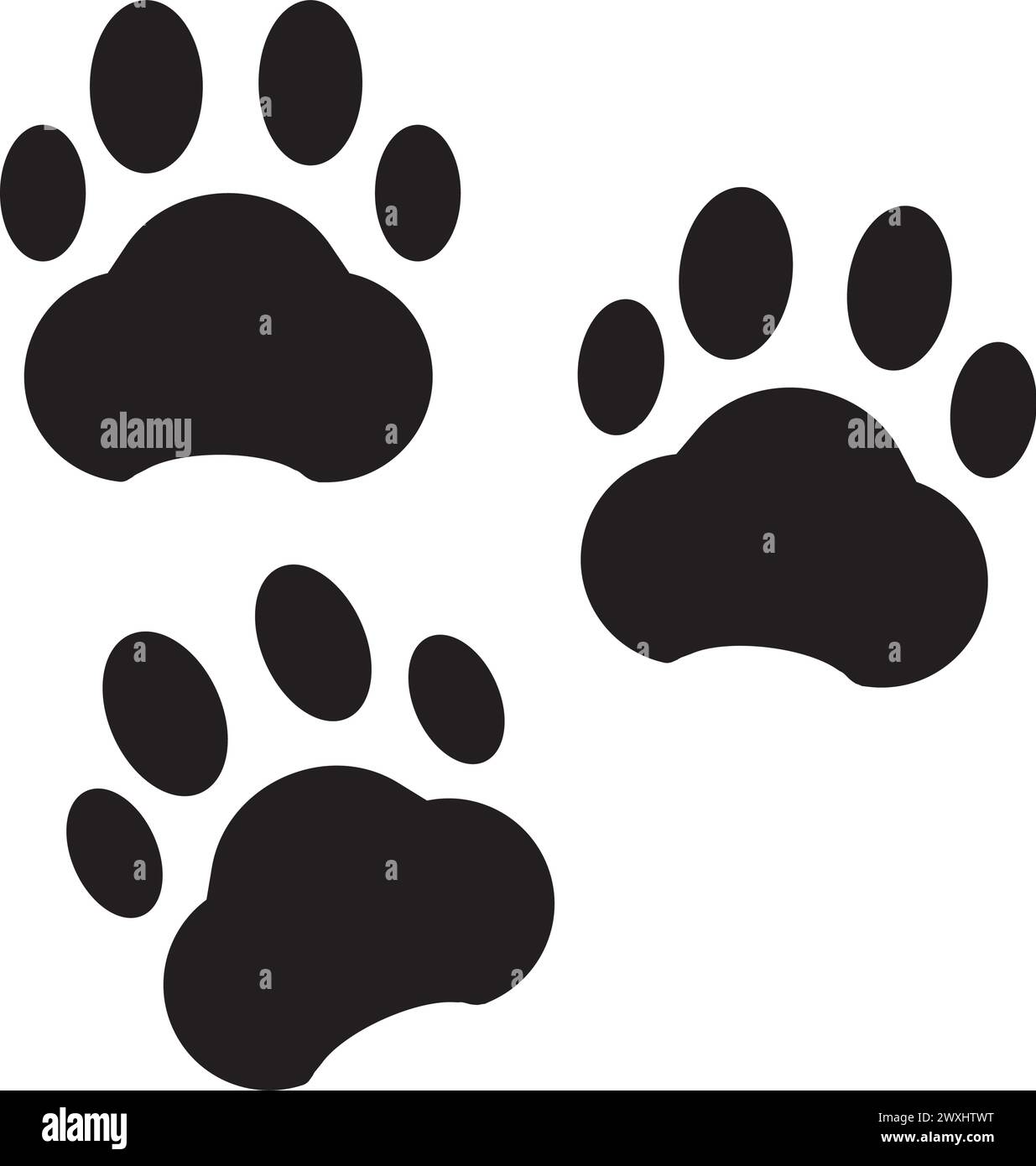 Dog or Cat Paw Print, Animal Feet. Flat Vector Icon illustration logo ...