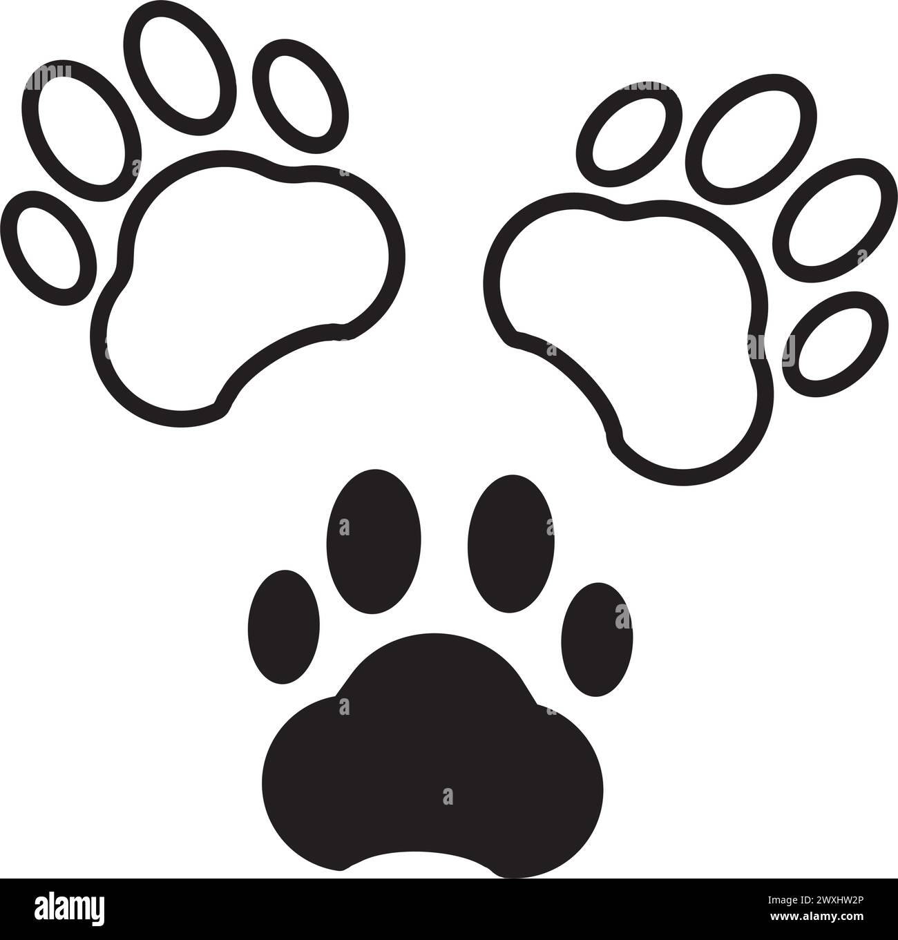 Dog or Cat Paw Print, Animal Feet. Flat Vector Icon illustration logo ...