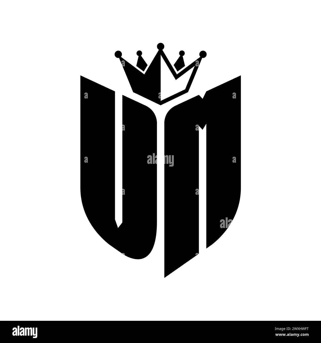 VM Letter monogram with shield shape with crown black and white color ...