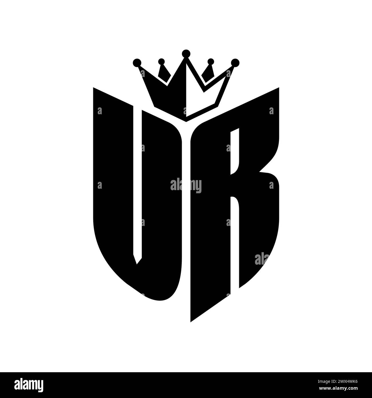 VR Letter monogram with shield shape with crown black and white color ...