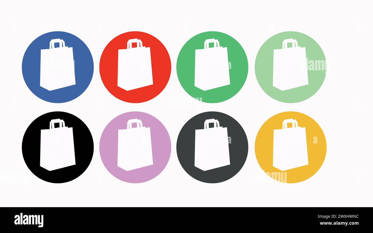 Vector Different Colors Take away bag icon set. Paper bag sign set ...