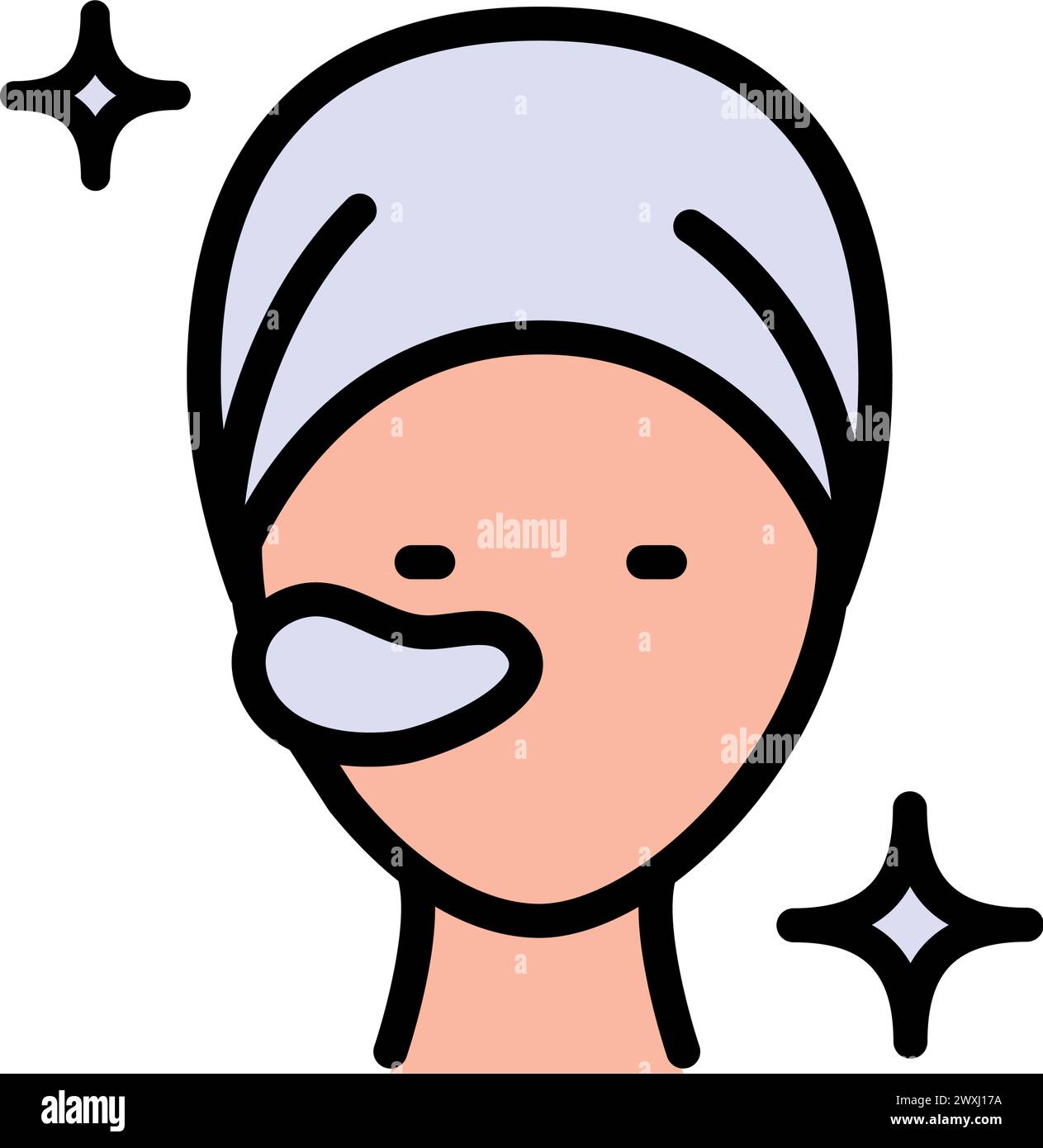 Girl face with patches color icon. Beauty procedure concept, applying ...