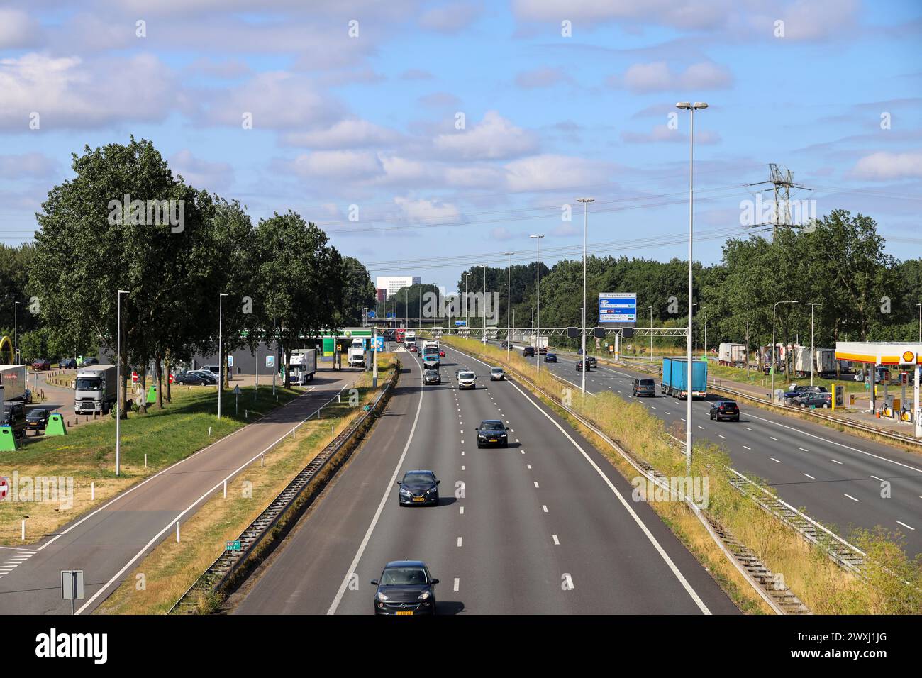 Motorway a20 near Nieuwerkerk aan den IJssel with petrol stations in ...