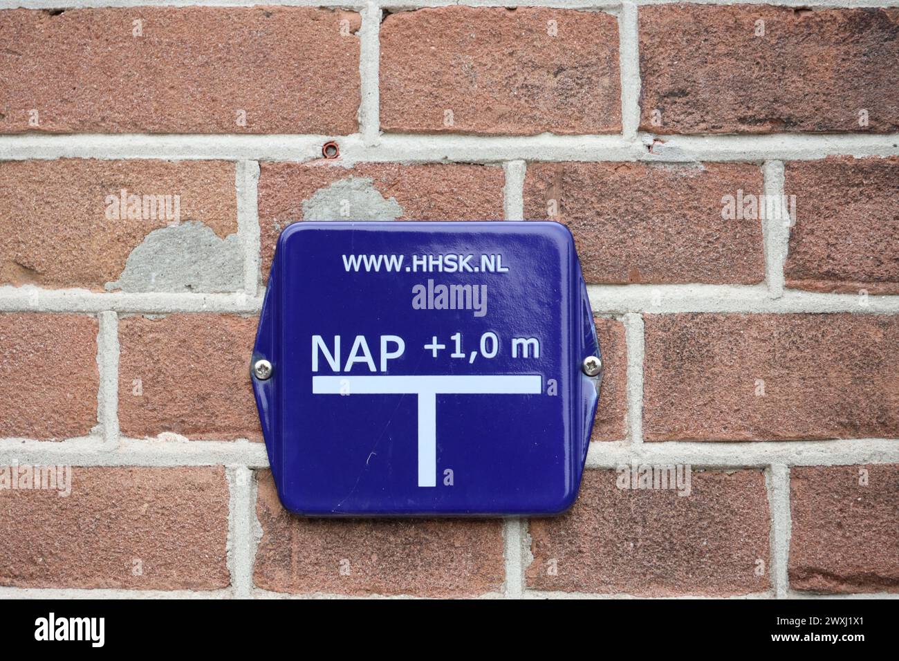 Sign of water heigth that this sign is 1 meter above sealevel (NAP) in ...