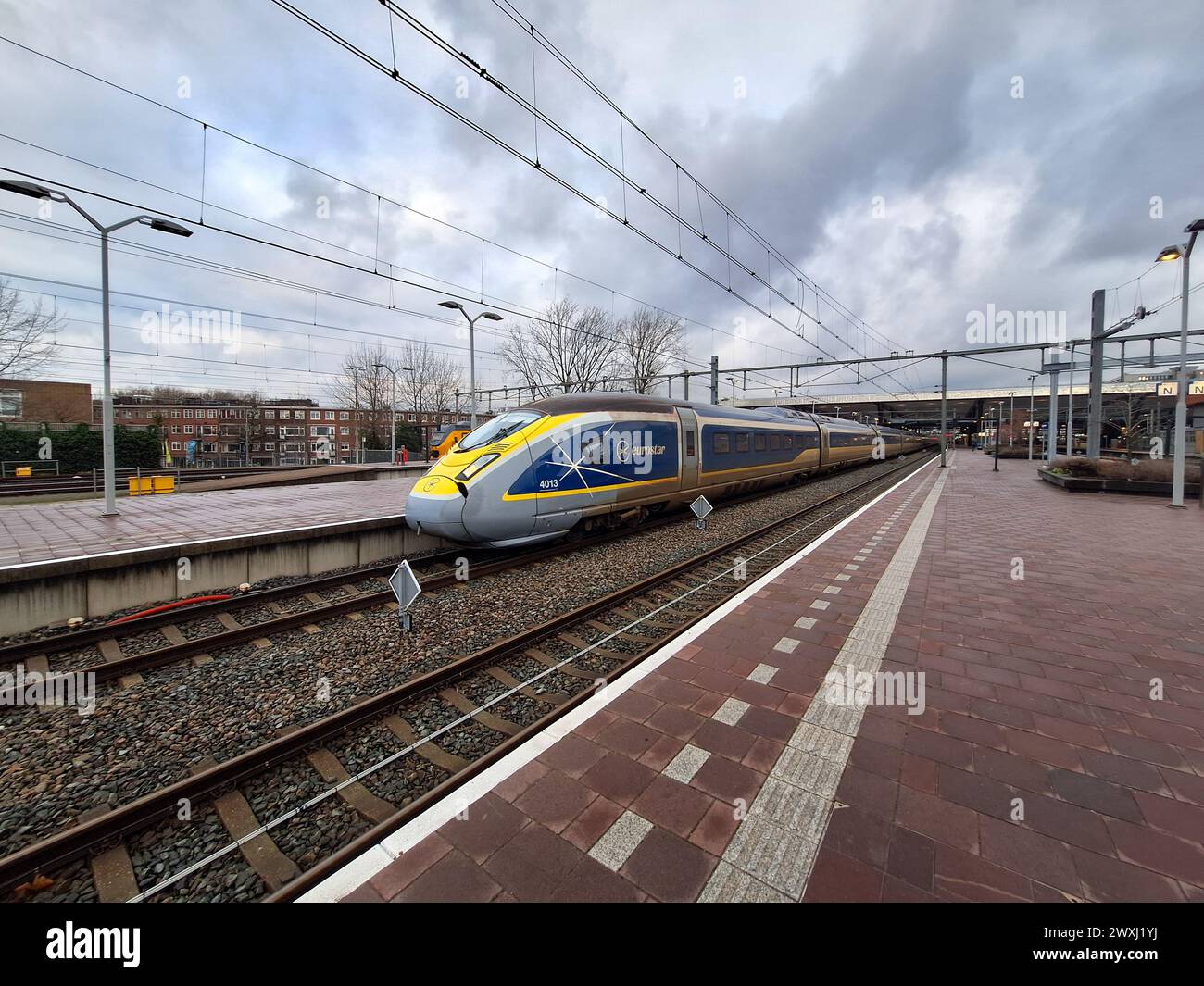 eurostar international train between London and Amsterdam along ...