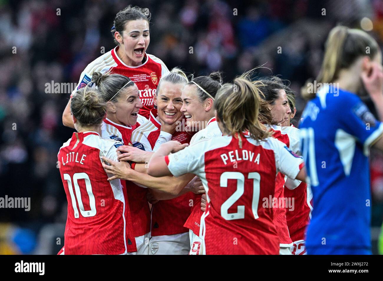 Stina Blackstenius of Arsenal Women celebrates her goal to make it 1-0 ...