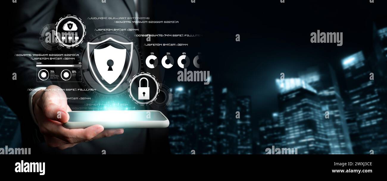 Business person explore the core of cyber security. Delve into cyber ...