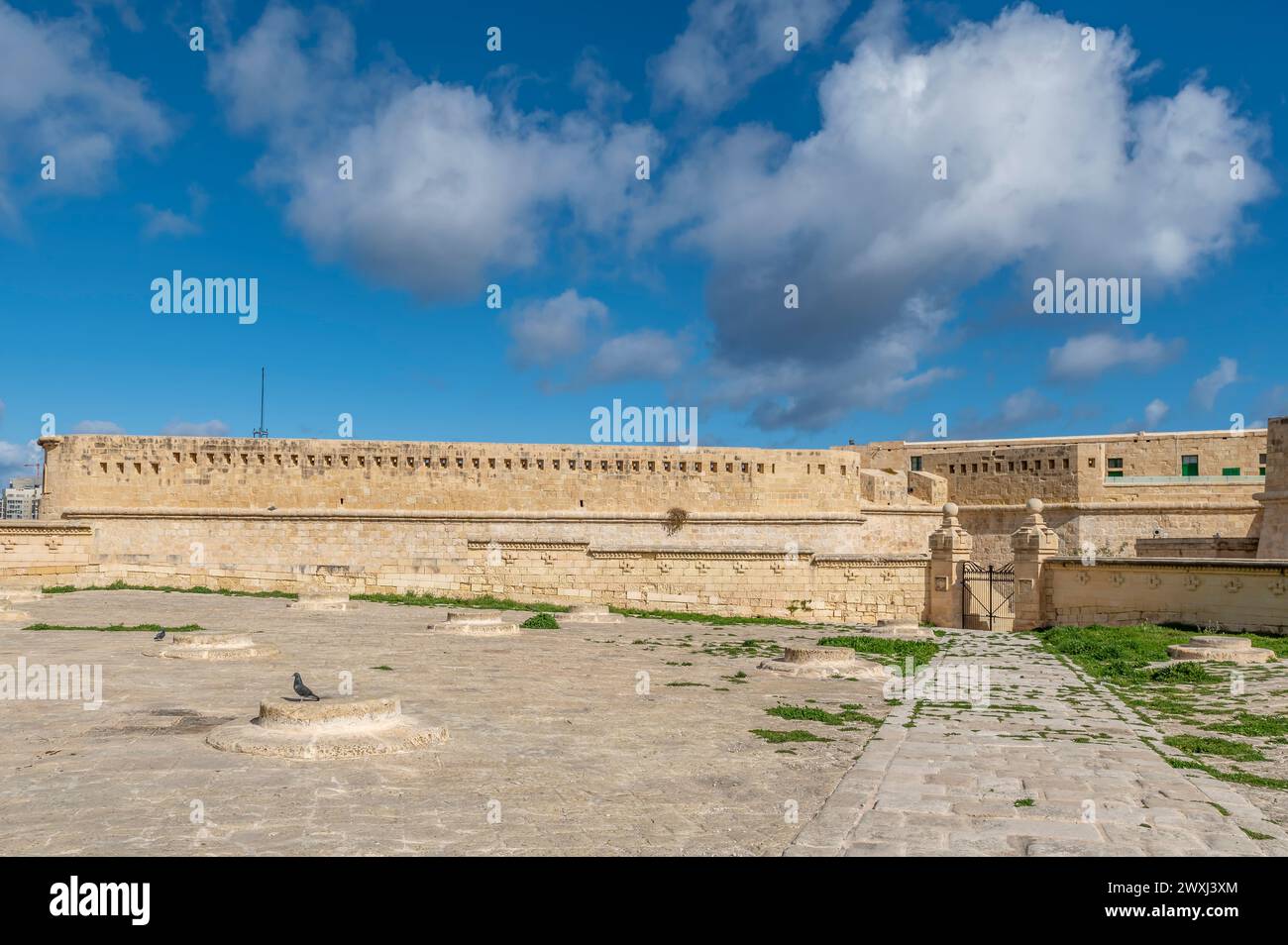 A glimpse of the imposing St. Elmo Fort, Valletta, Malta Stock Photo ...