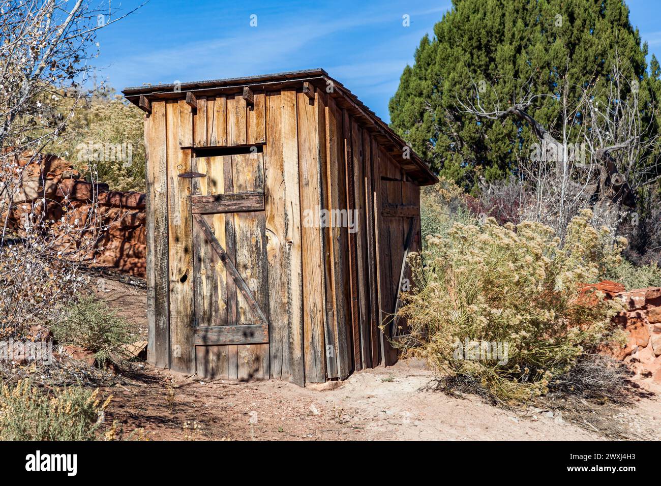 A historic out house sits behind Winsor Castle fort at Pipe Springs ...