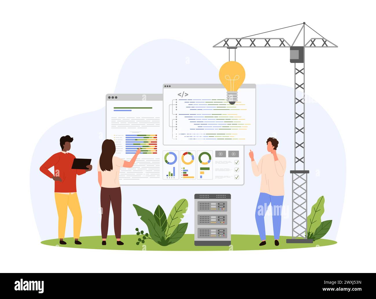New Coding Solution In Development Of Mobile Applications And Software Tiny People And