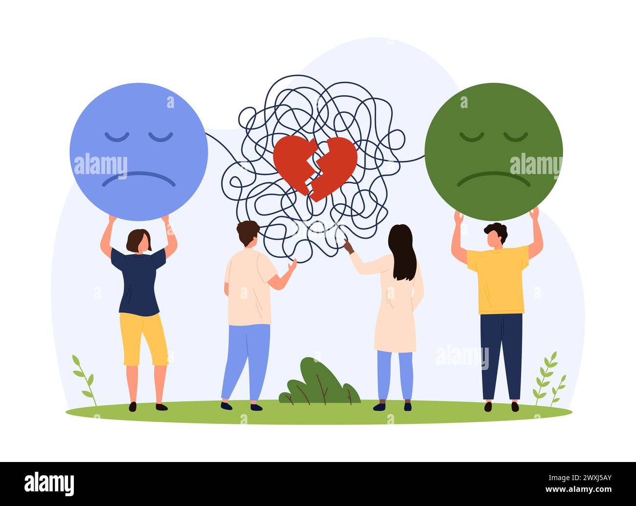 Mental health therapy, divorce conflict and separation in relationship ...