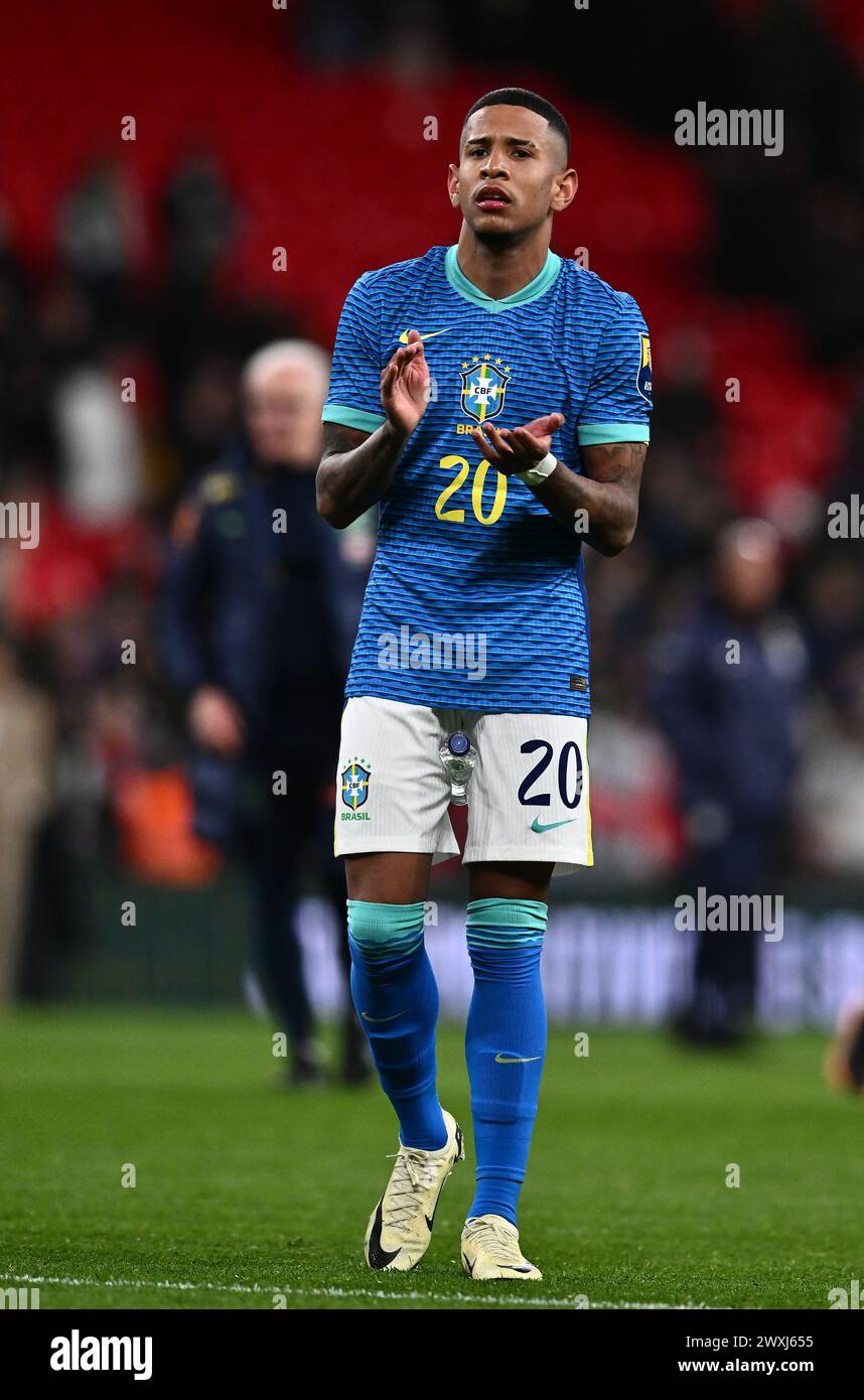 LONDON, ENGLAND - MARCH 23: Savio of Brazil applauds the fans after the ...