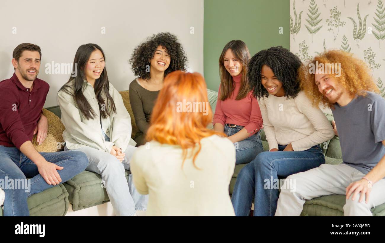 Explaining funny story hi-res stock photography and images - Alamy