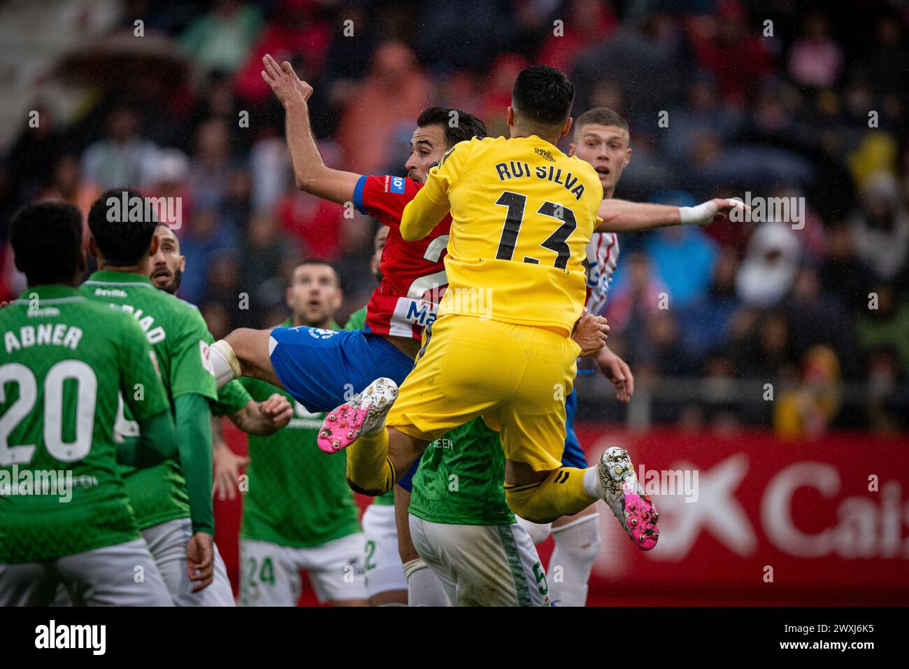 Girona, Spain. 31st Mar, 2024. Goalkeeper Rui Silva (Betis) and Eric ...