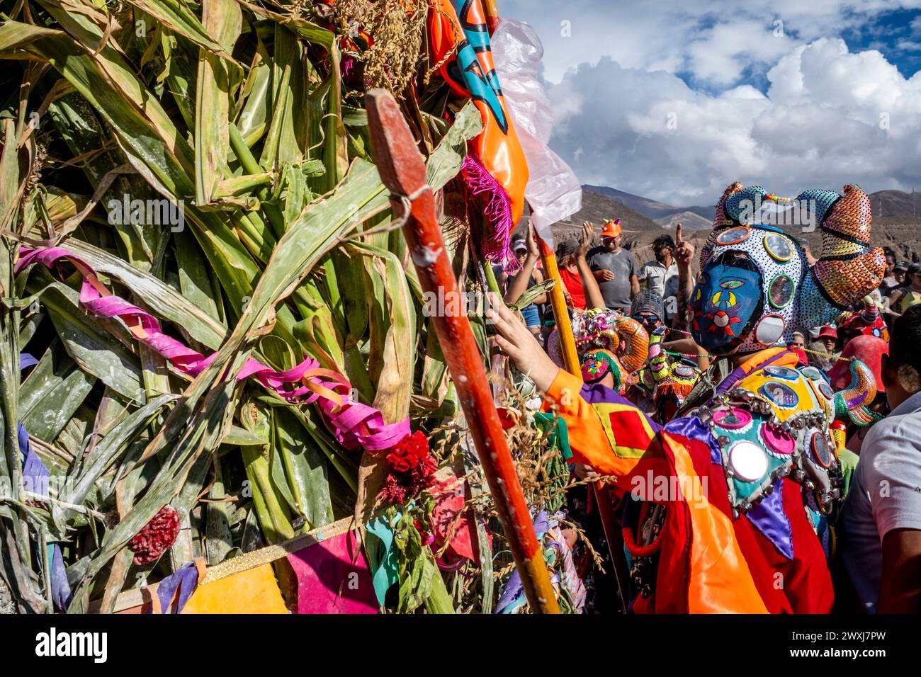 Local People In Devil Costumes Place Offerings At A Mojon (Special ...