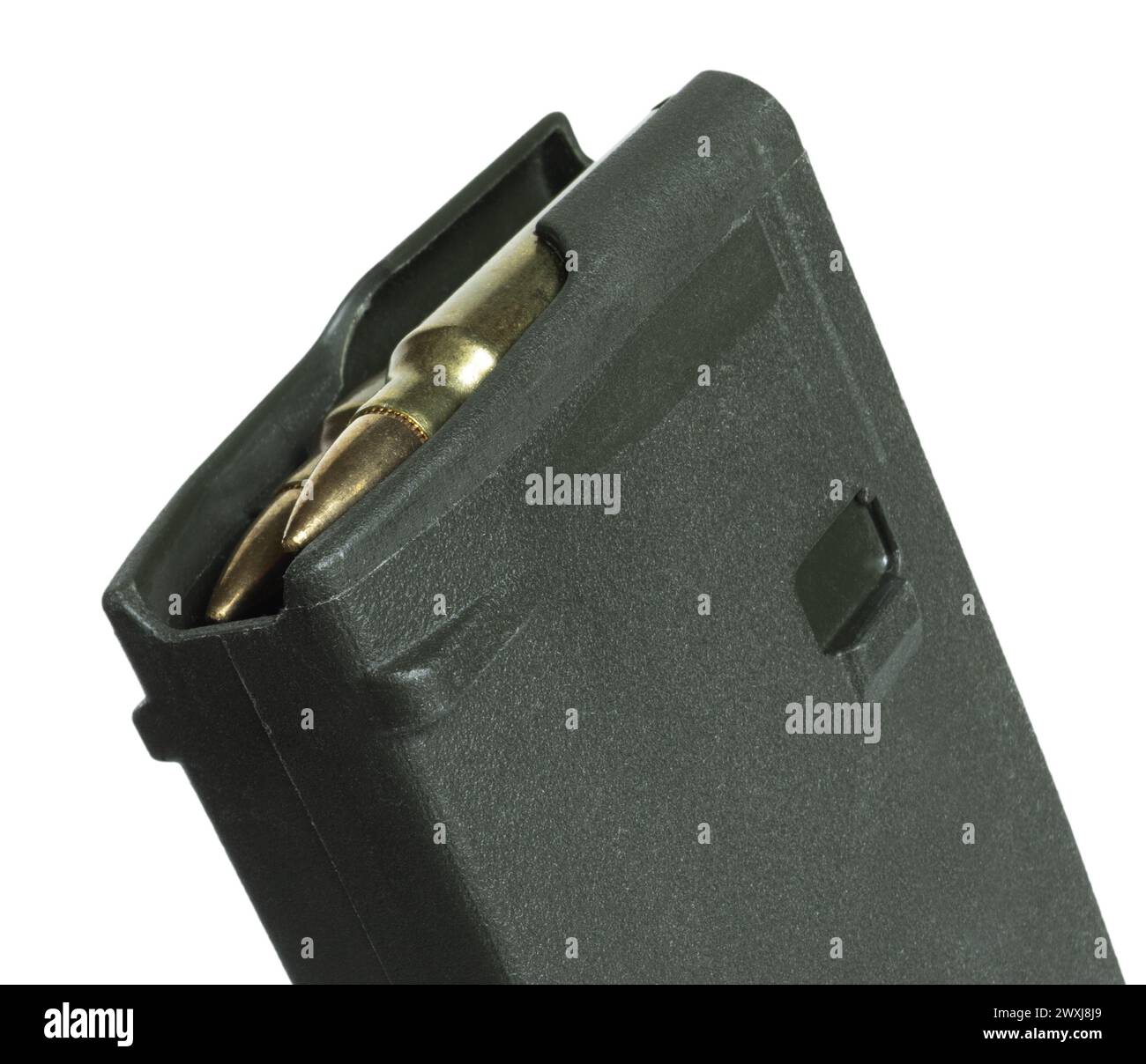 Magazine for an AR-15 made from polymer fully loaded with 30 rounds ...