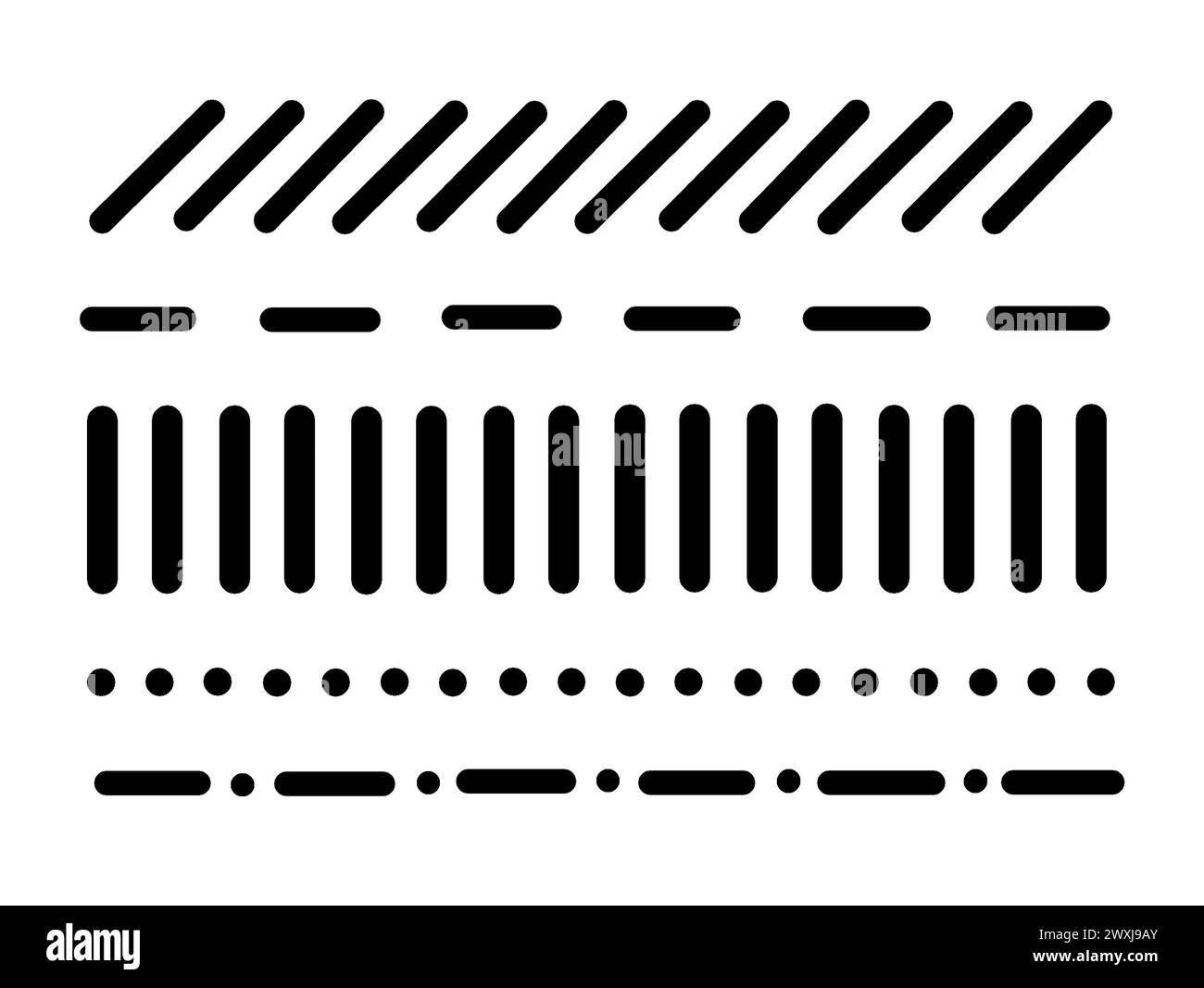 Set of graphic elements, lines, dots, dashed line Stock Photo - Alamy