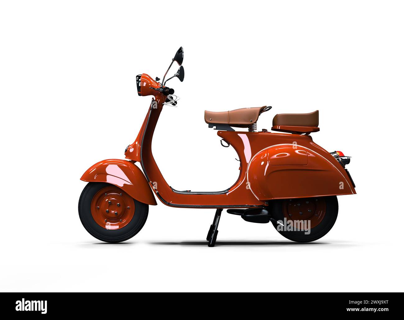 A Retro red scooter profile view Stock Photo - Alamy