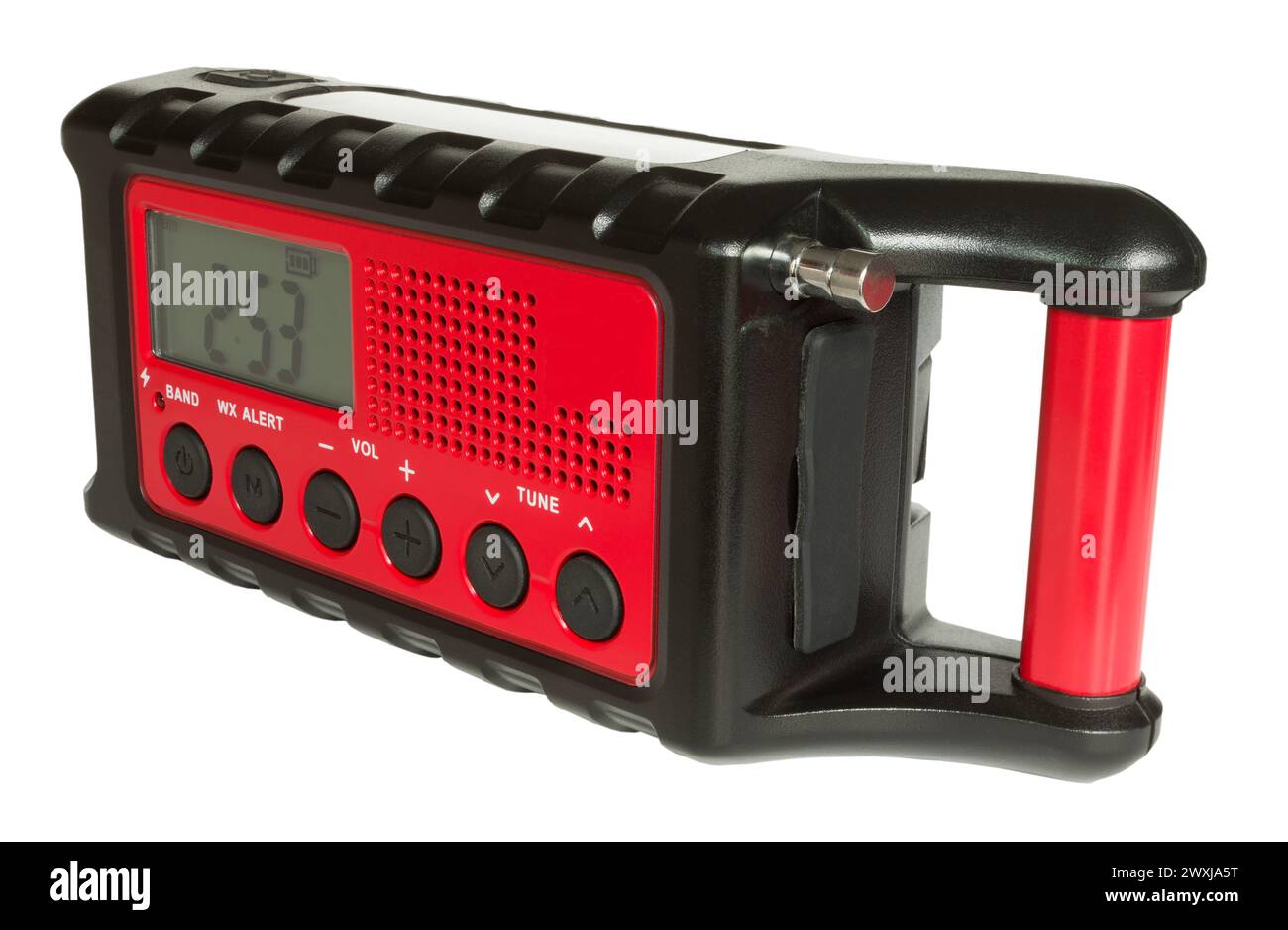 Weather radio that is battery powered, but has a solar cell and hand ...