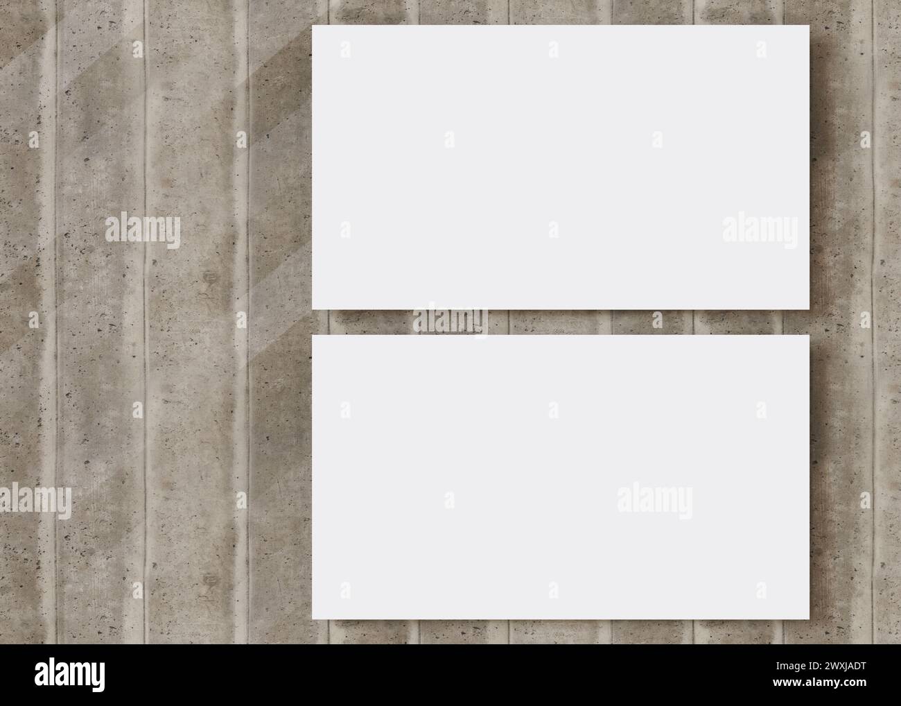 Dual blank white business card mockups on a textured concrete ...