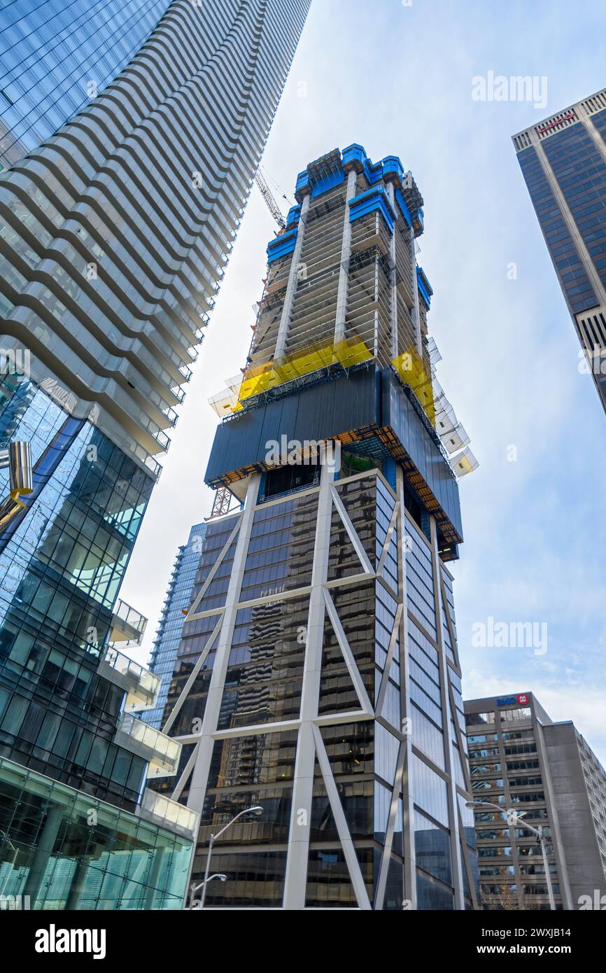 The One, construction site of a skyscraper tower in the intersection of ...