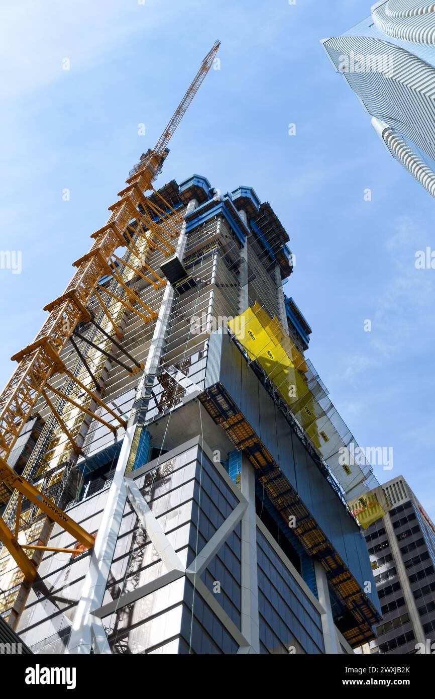 The One, construction site of a skyscraper tower in the intersection of ...