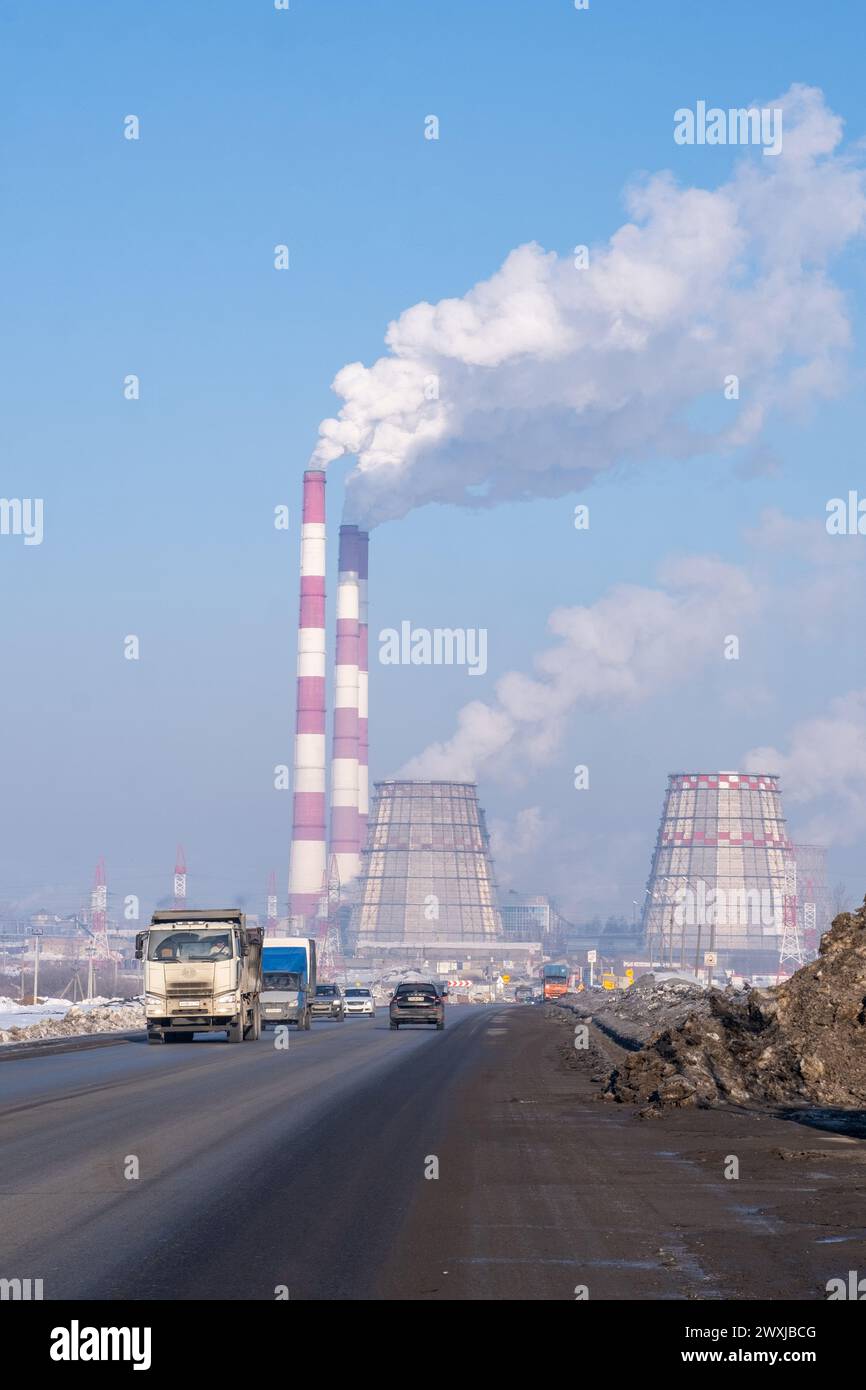 Factory emitting smoke, polluting the sky with gas, harming the ...