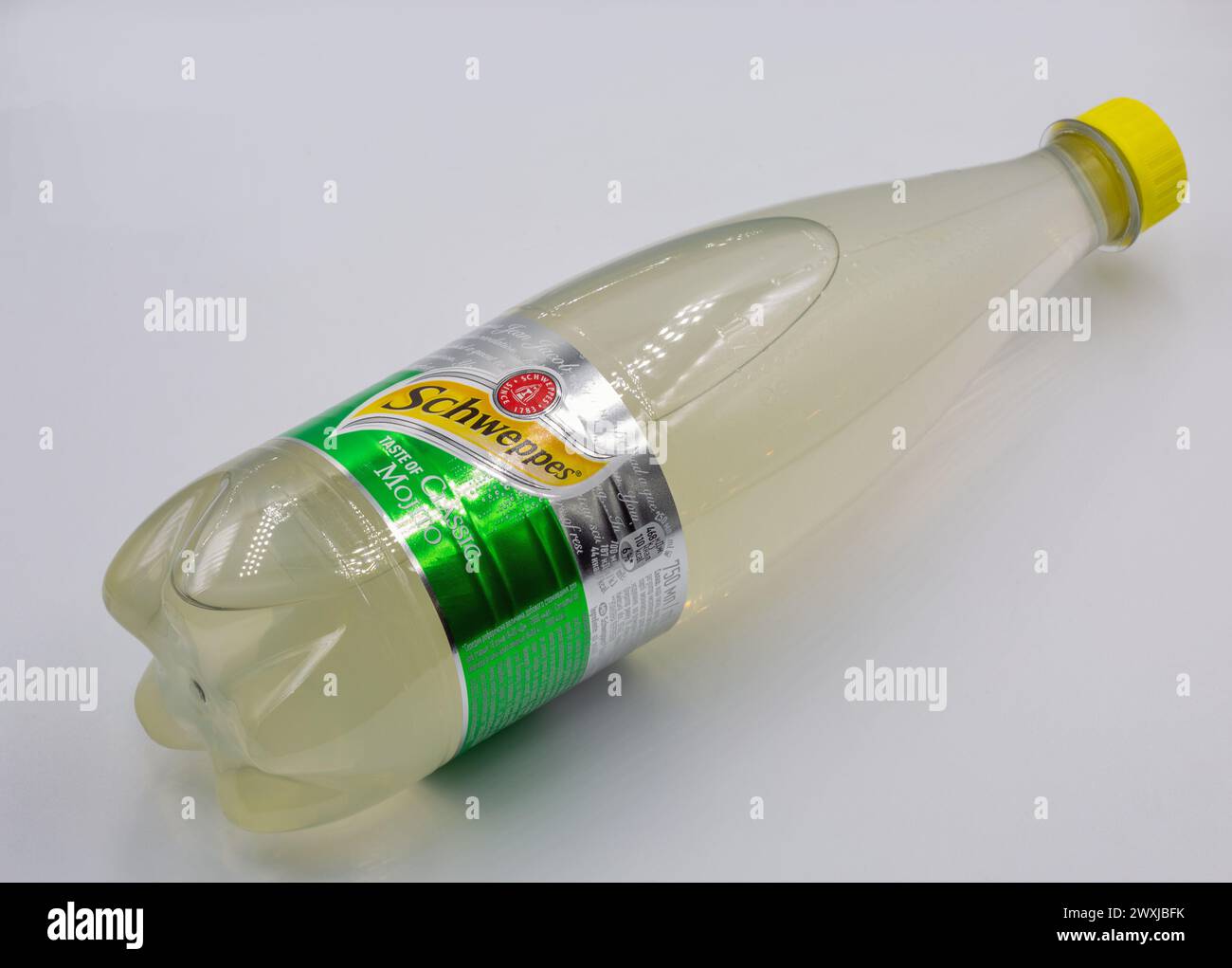 Kyiv, Ukraine - December 31, 2023: Schweppes Classic Mojito sweet soft ...