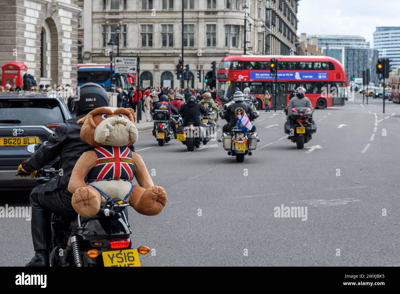 Motorcycle enthusiasts on the streets of Westminster, London during ...