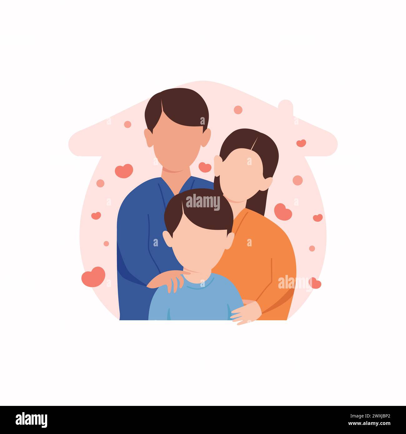 Happy Family with kids together colorful vector background in flat ...
