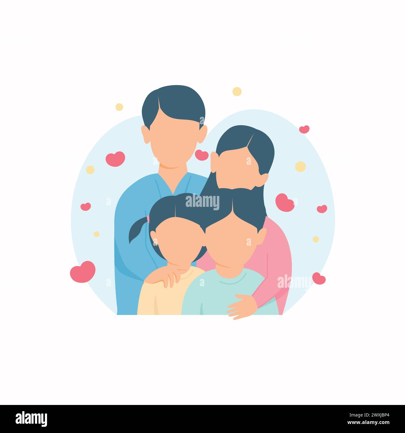 Happy Family with kids together colorful vector background in flat ...