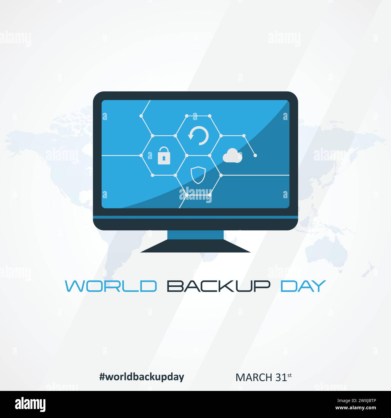Letter World Backup Day element template design background March 31st. Vector illustration Stock ...
