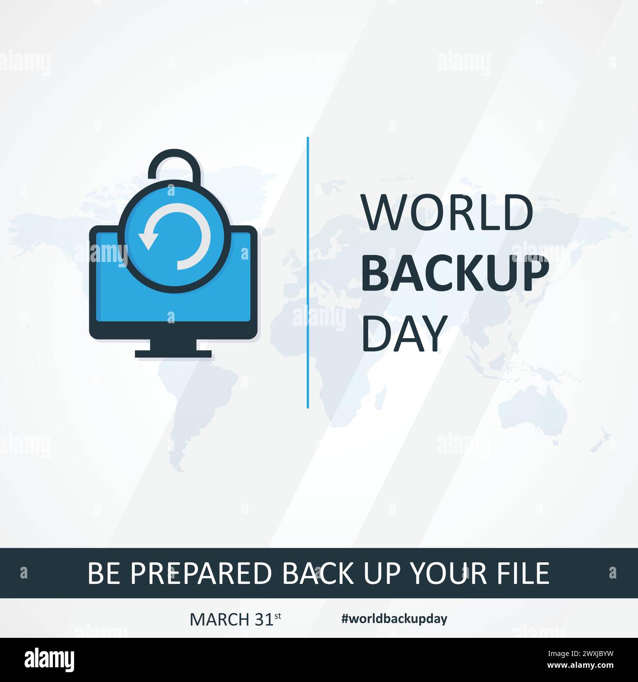 Letter World Backup Day element template design background March 31st ... Letter World Backup Day element template design background March 31st ...