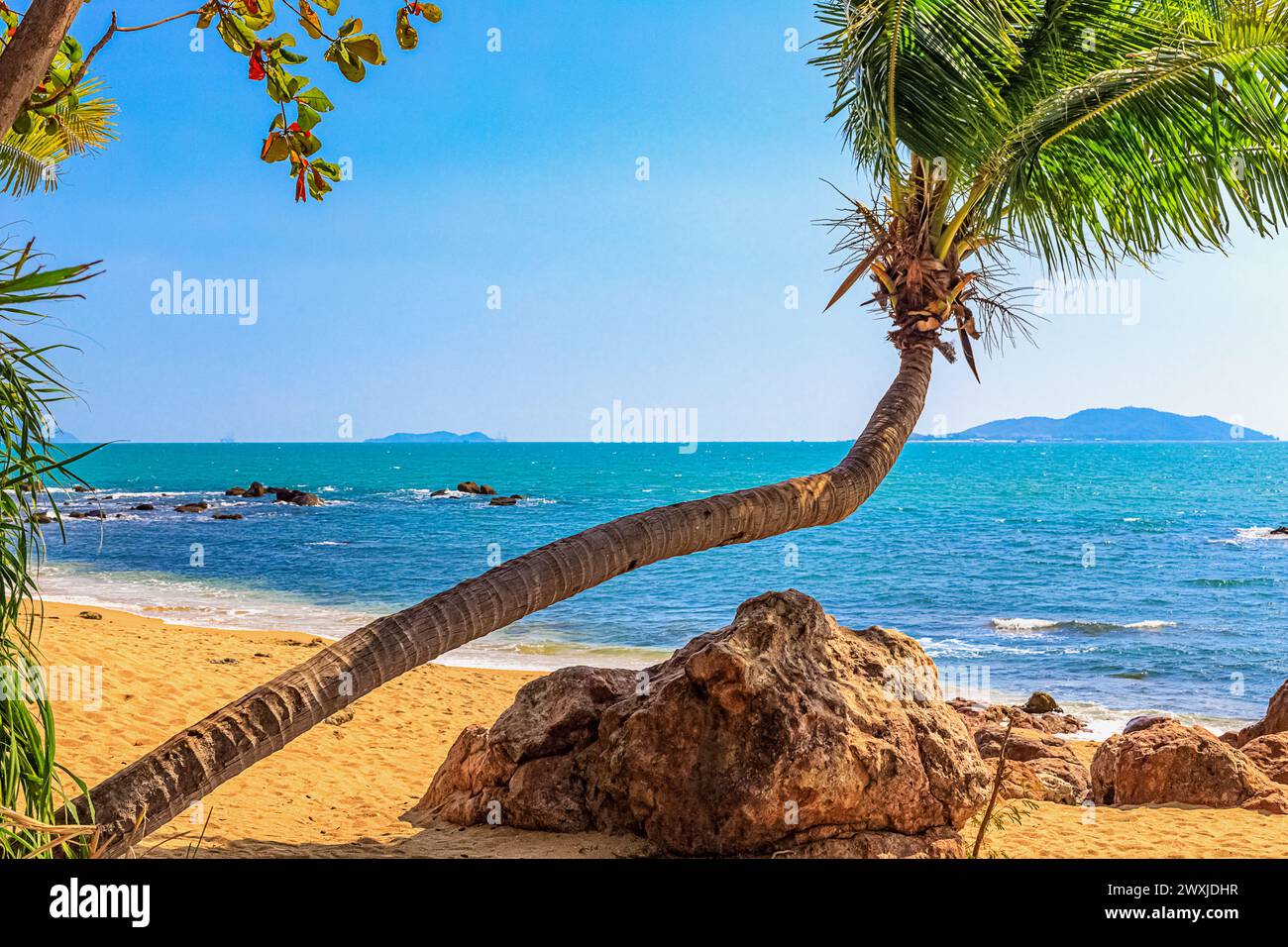 View of the shore of the South China Sea with a sandy beach, large ...