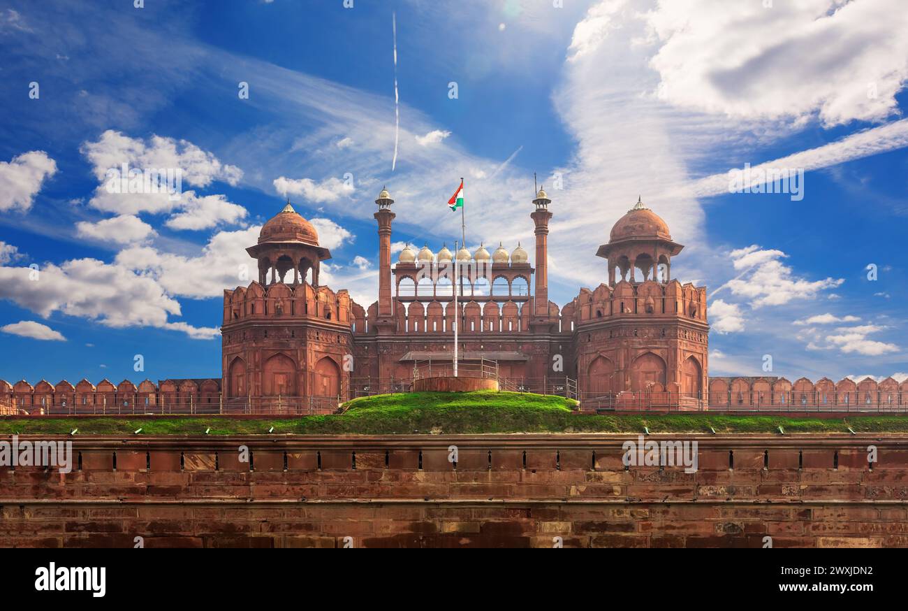 Red Fort famous fortress of Delhi, cloudy day, India Stock Photo - Alamy