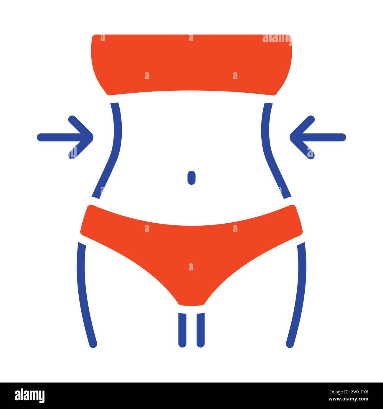 Weight loss solid icon with woman's waist. Slim female body sign. Graph ...
