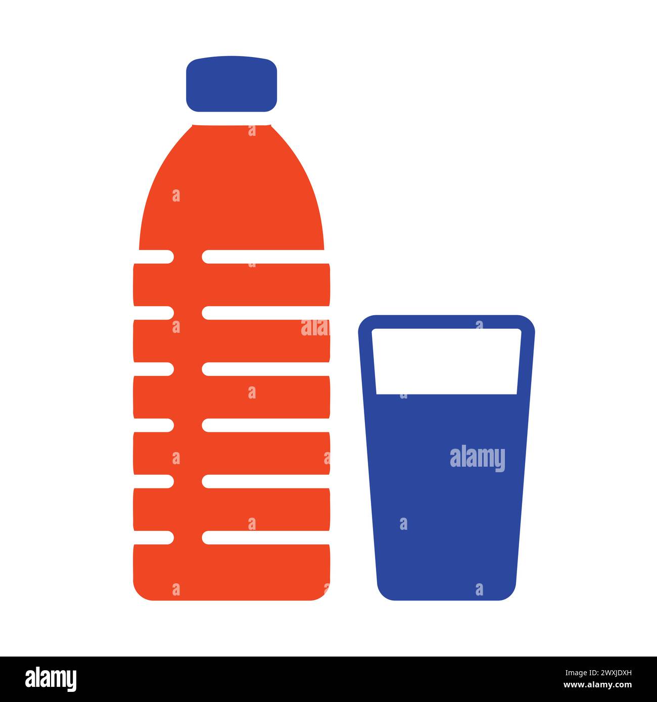 Glass and bottle of water vector solid icon. Graph symbol for fitness ...
