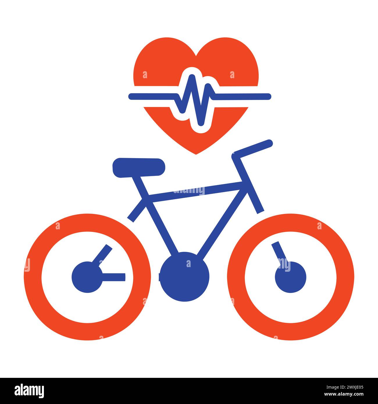 Cycling heartbeat vector solid icon. Sport is health sign. Graph symbol ...