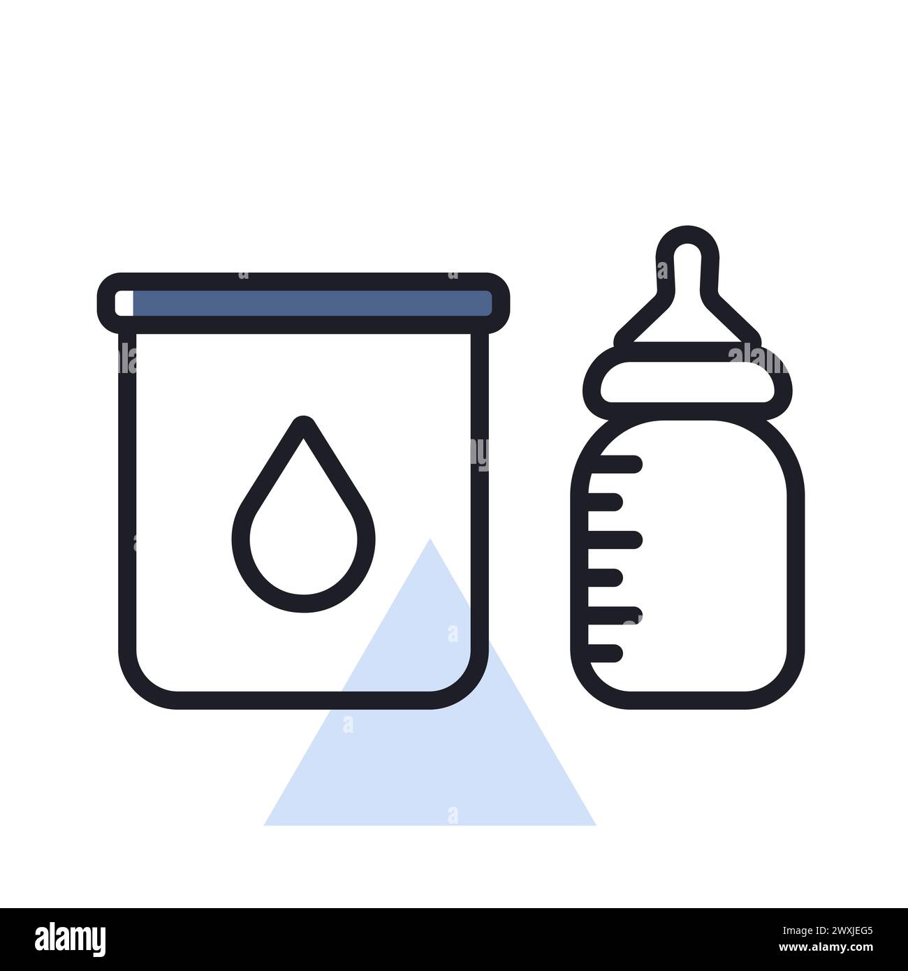 Milk powder canned and baby milk bottle vector icon. Dairy product sign ...