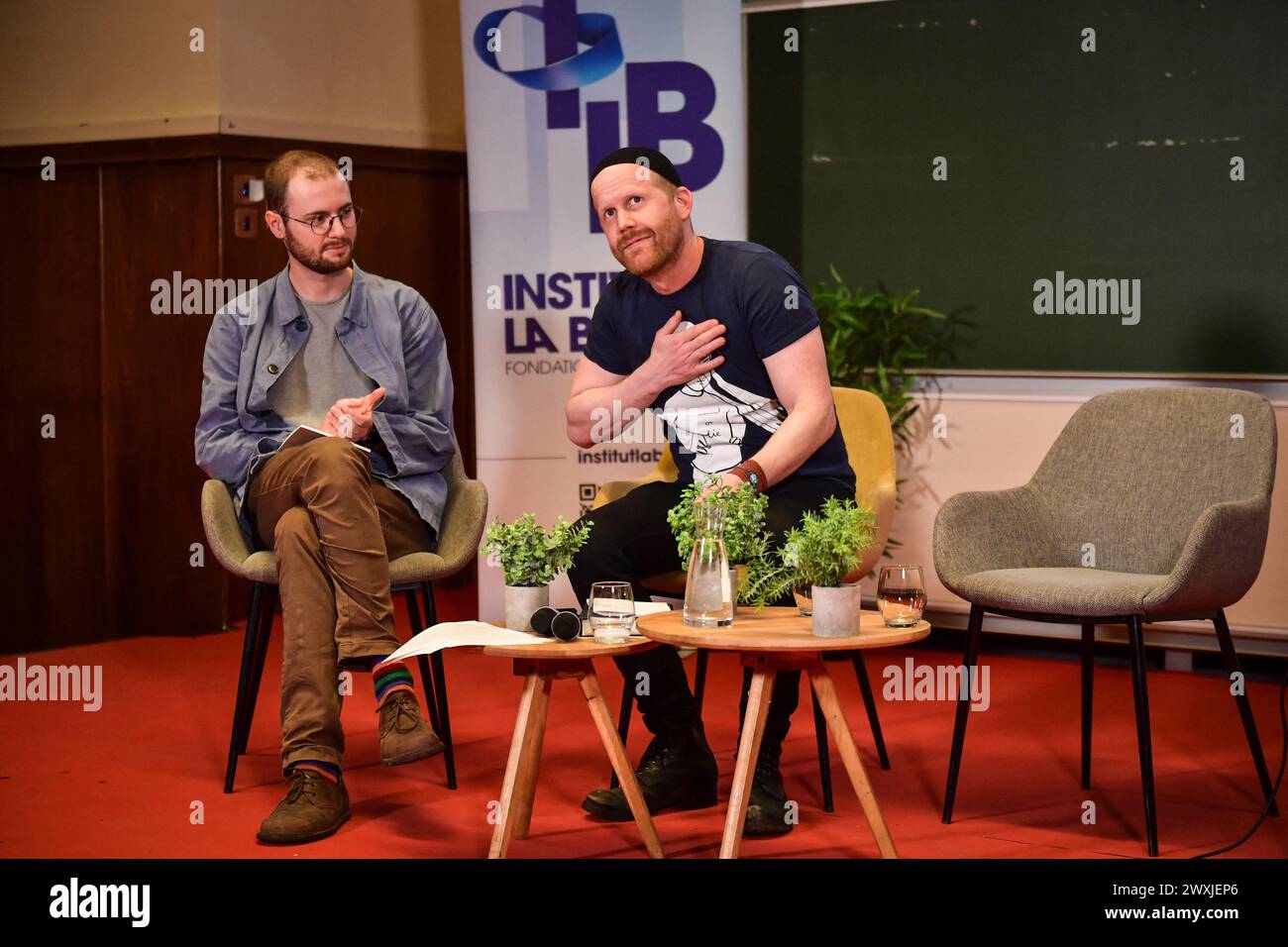 Paris, France. 30th Mar, 2024. Swedish author and an associate ...