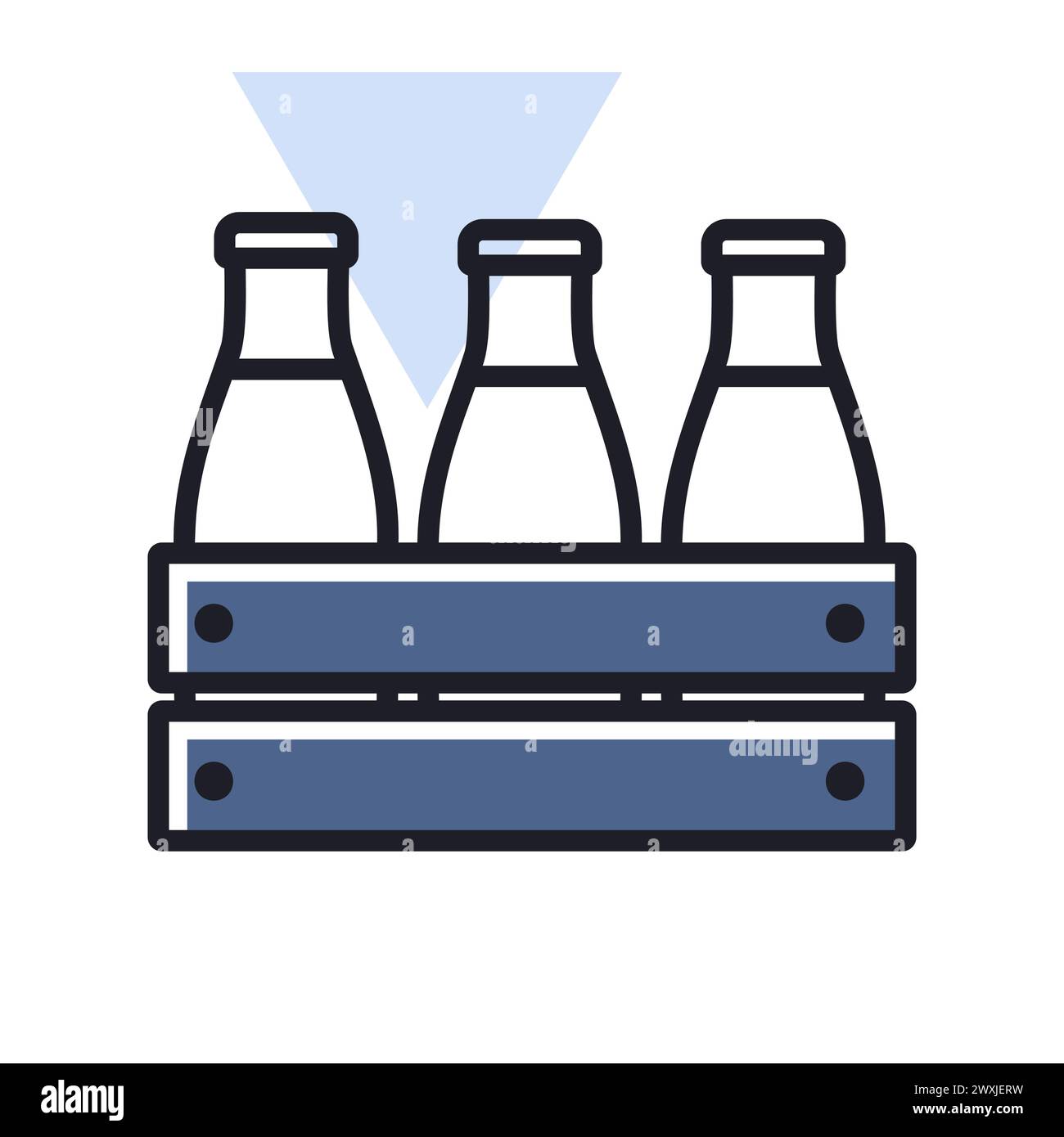 Milk wooden box. Milk bottles crate vector icon. Dairy product sign ...