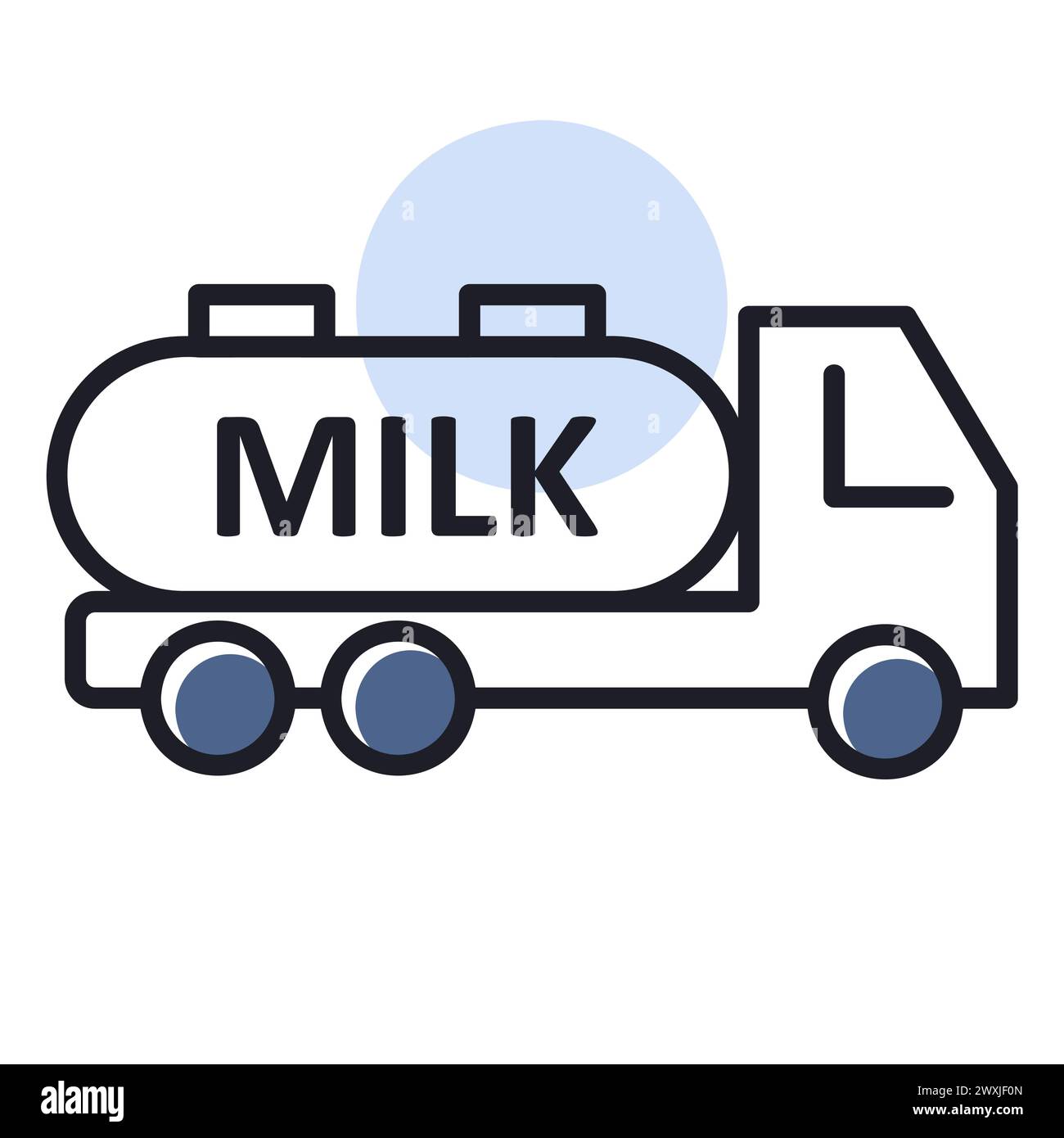 Dairy milk delivery service, truck with milk vector icon. Dairy product ...