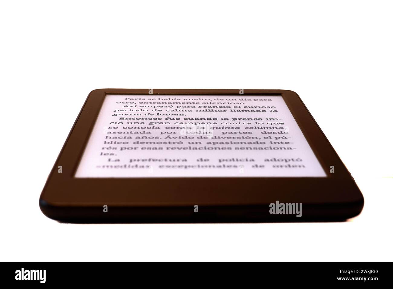 Open electronic book resting on a table ready for someone to read it ...