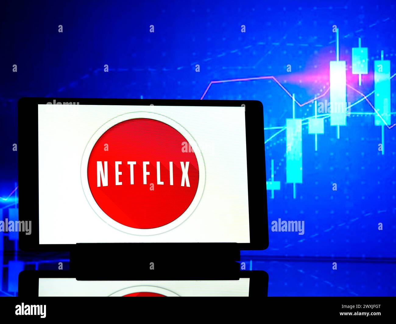 In this photo illustration, Netflix, Inc. logo seen displayed on a ...
