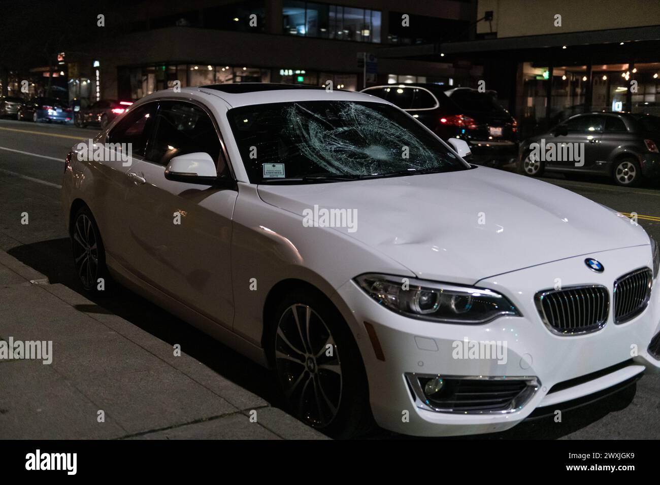 Seattle, USA. 22 Feb 2024. Report of a person jumping on car windows by ...